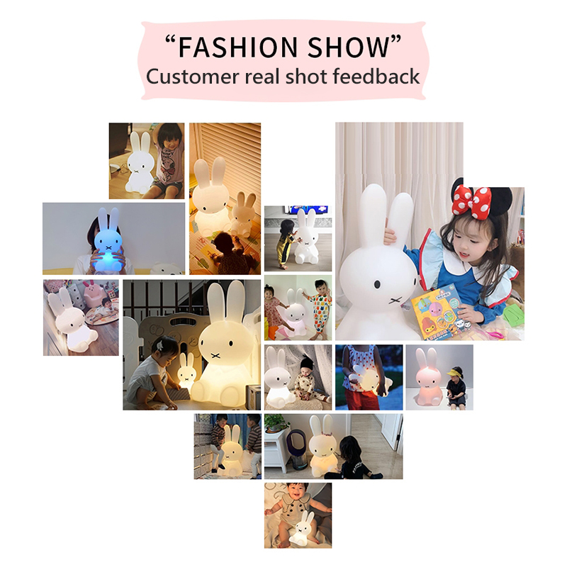 RHPOA Miffy Night Light Rechargeable 16 Colors RGB Remote Control ...