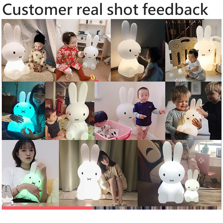 RHPOA Miffy Night Light Rechargeable 16 Colors RGB Remote Control ...