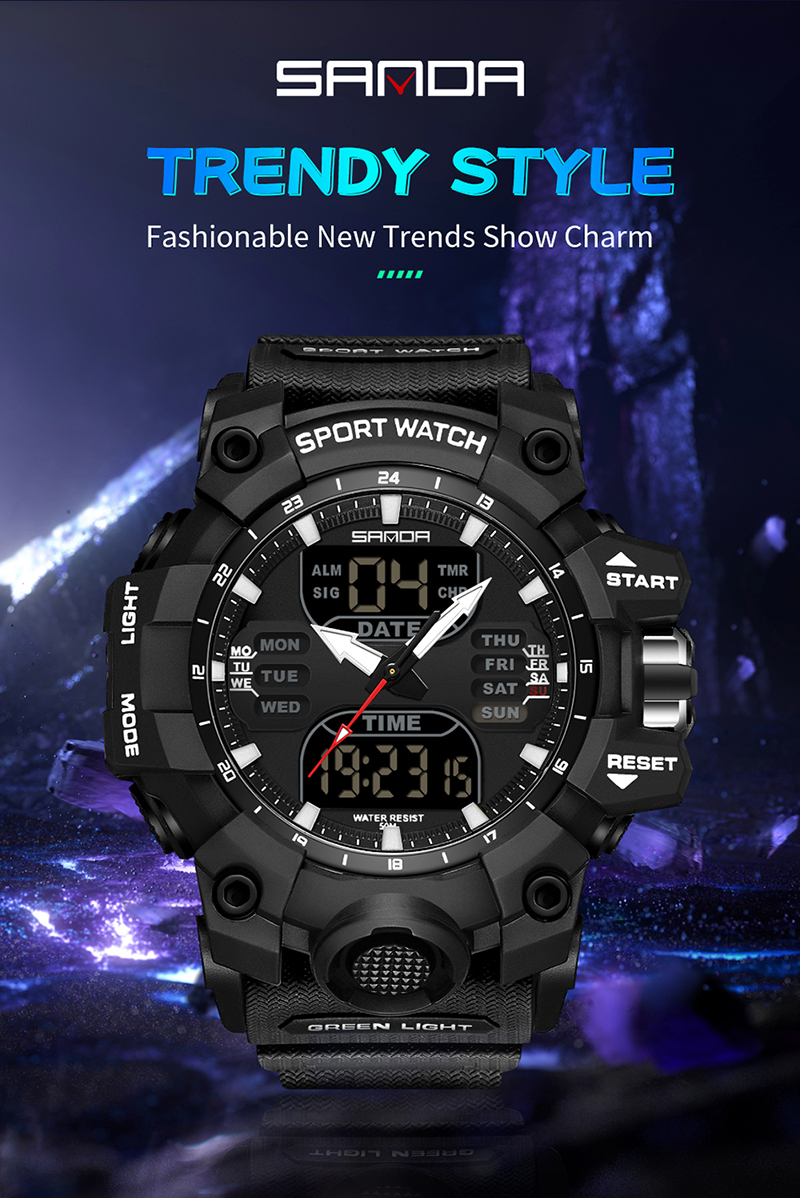 SANDA Military Industry Waterproof And Anti Drop Multifunctional Watch ...