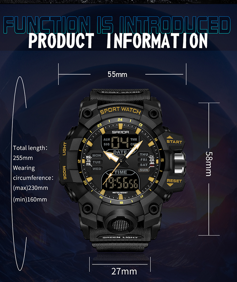 SANDA Military Industry Waterproof And Anti Drop Multifunctional Watch ...