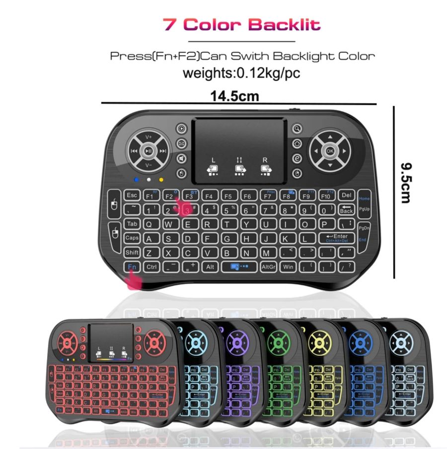 I10 Mini Keyboard Wireless with Touchpad Mouse Combo 7 Colors RGB ...