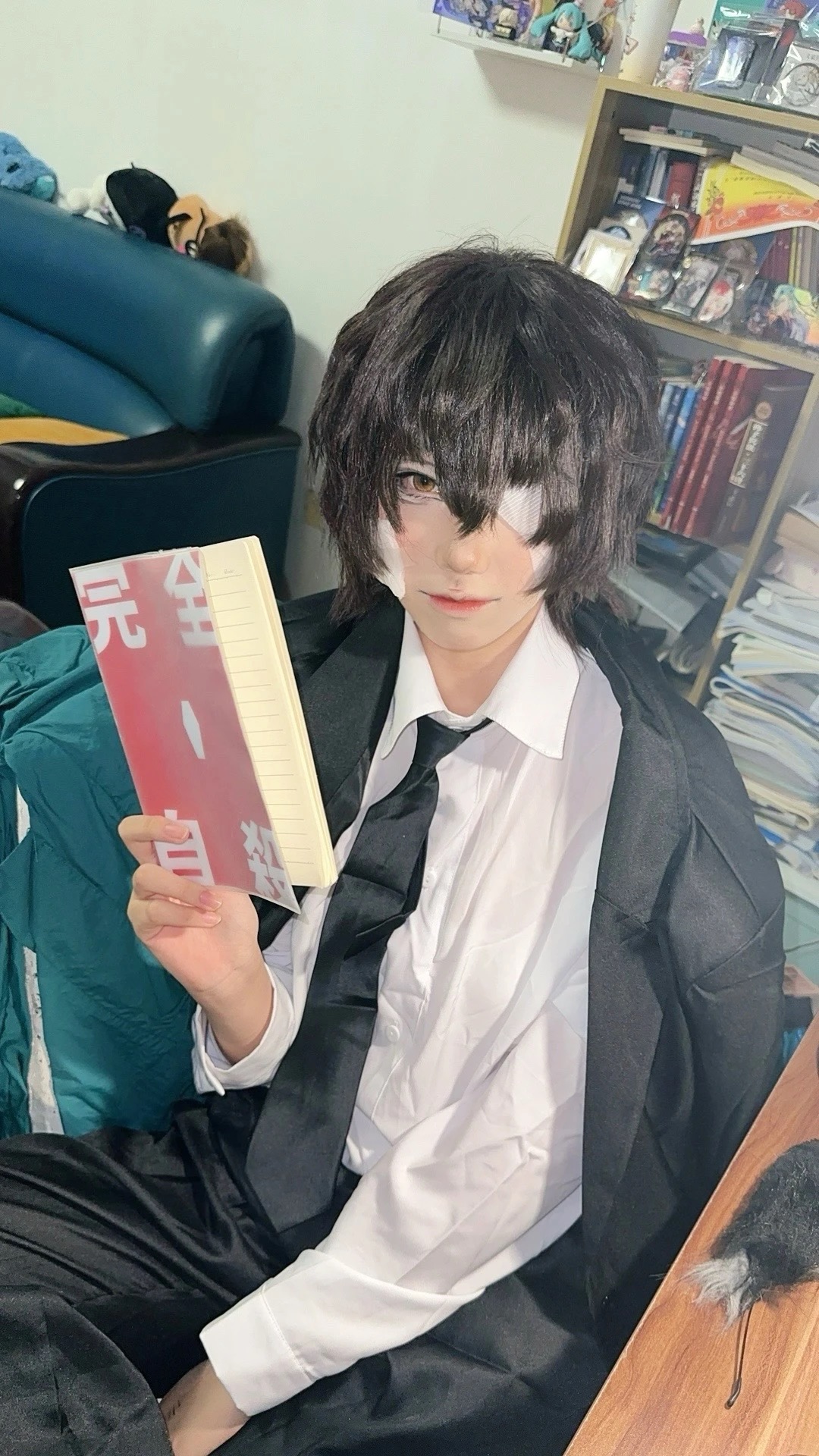 Dazai Osamu Cosplay Costume, Trench Black, Jacket, Pants, Gloves ...