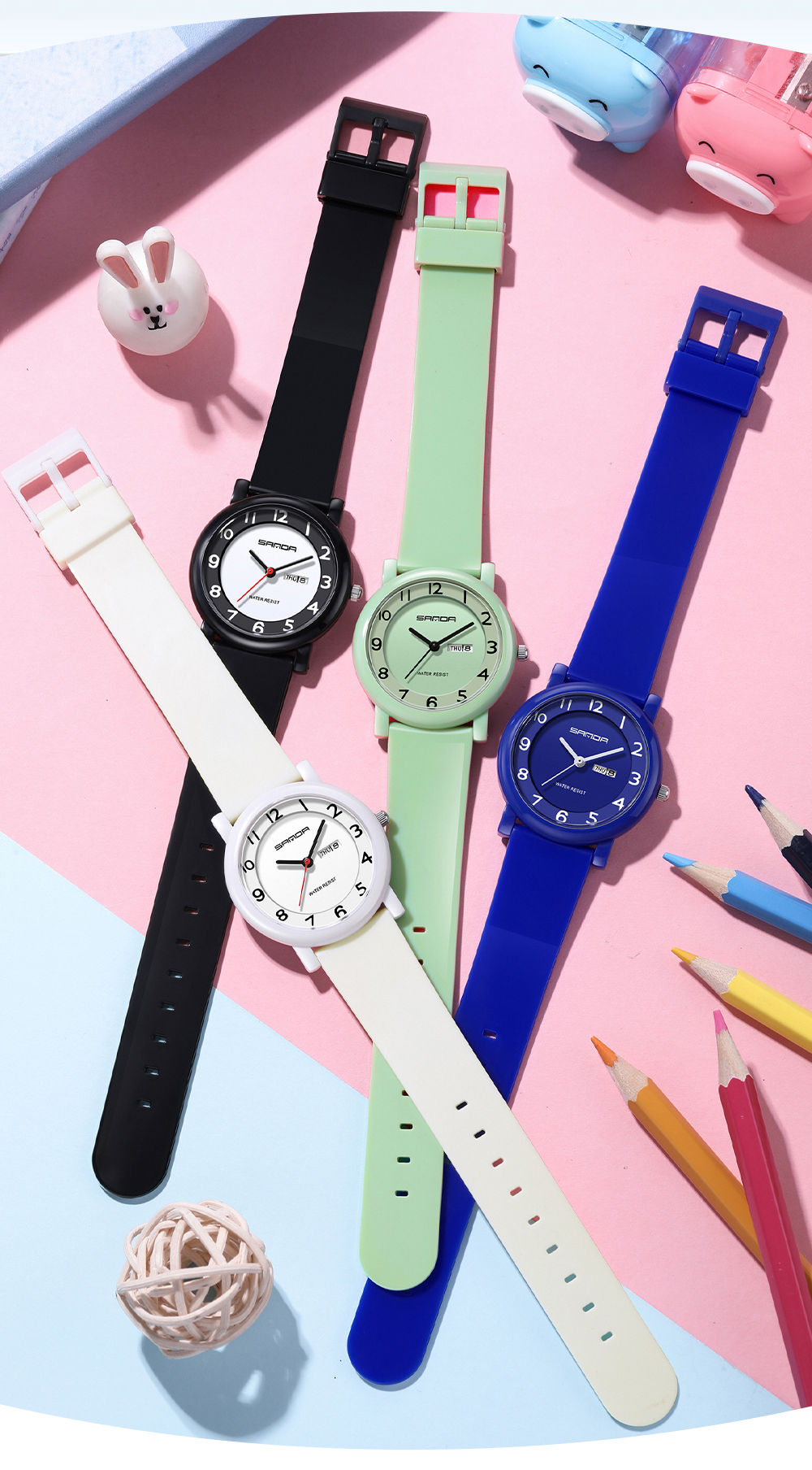 SANDA 3255 waterproof quartz watch for children and students dual ...