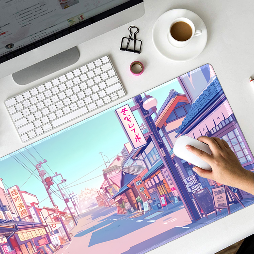 Lofi Japanese Urban Street Desk Mat, Tokyo mousepad xl, kawaii extra ...