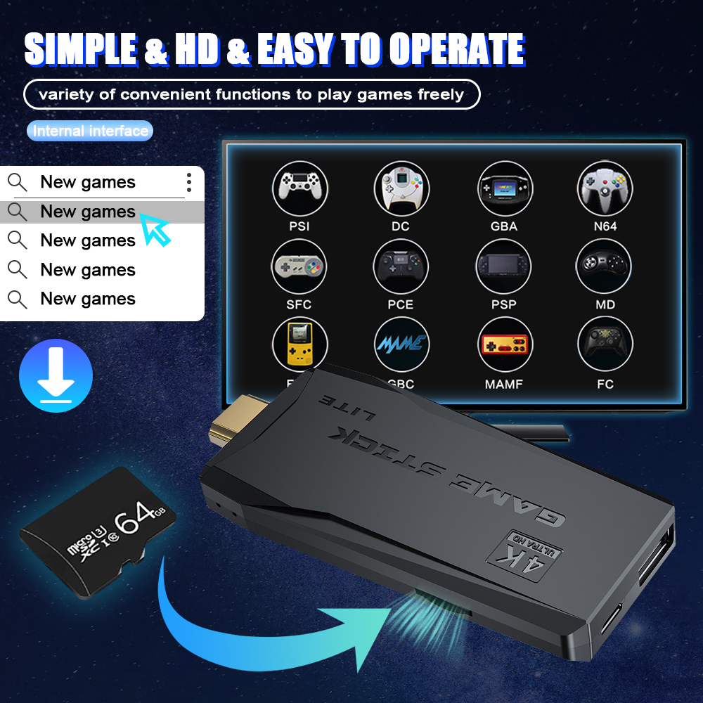 RM8 PRO Retro Game Stick 4K Plug Video Gaming Console 20000+ Games HDMI ...