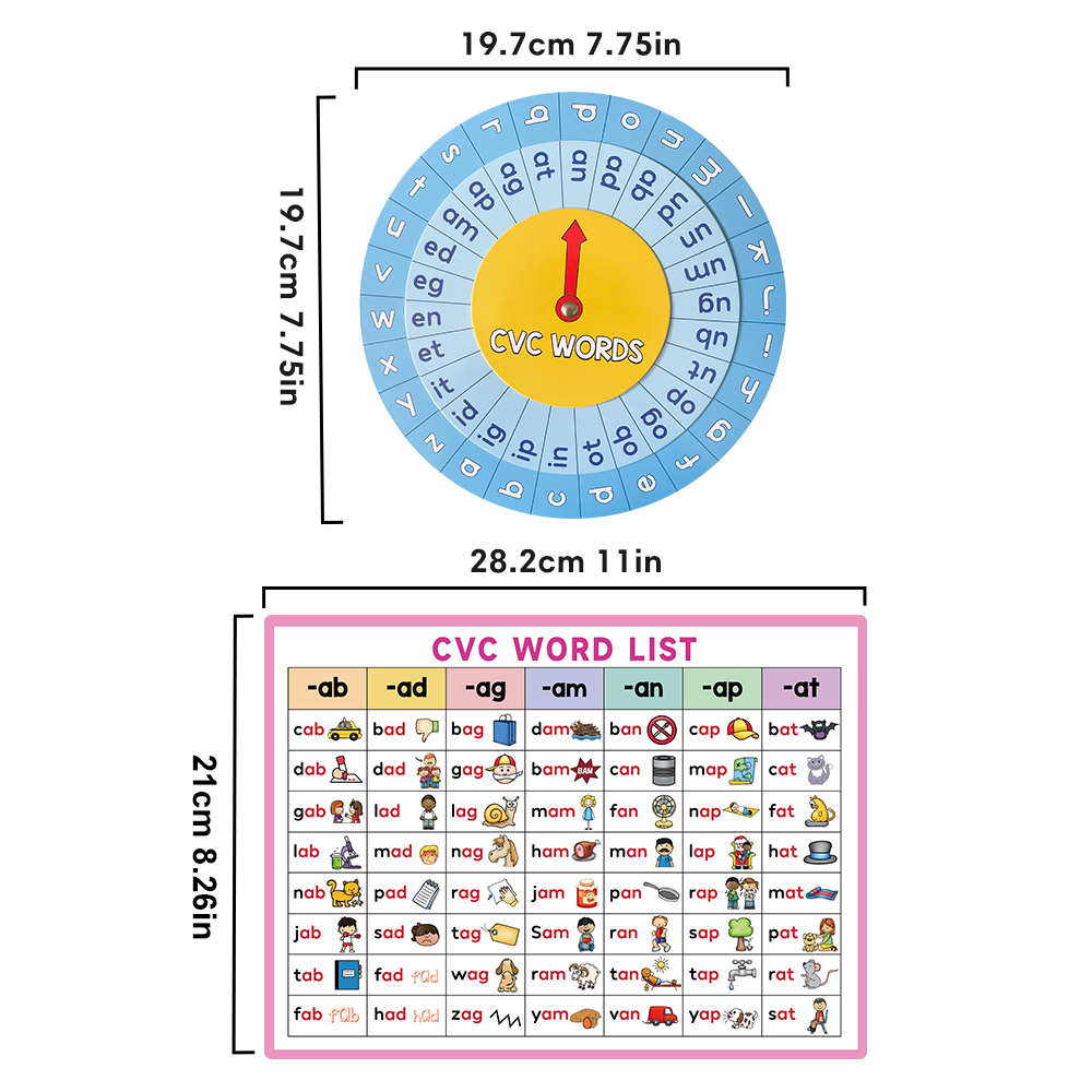 CVC Word Matching Turntable Spinner for Kids Interactive Activities ...