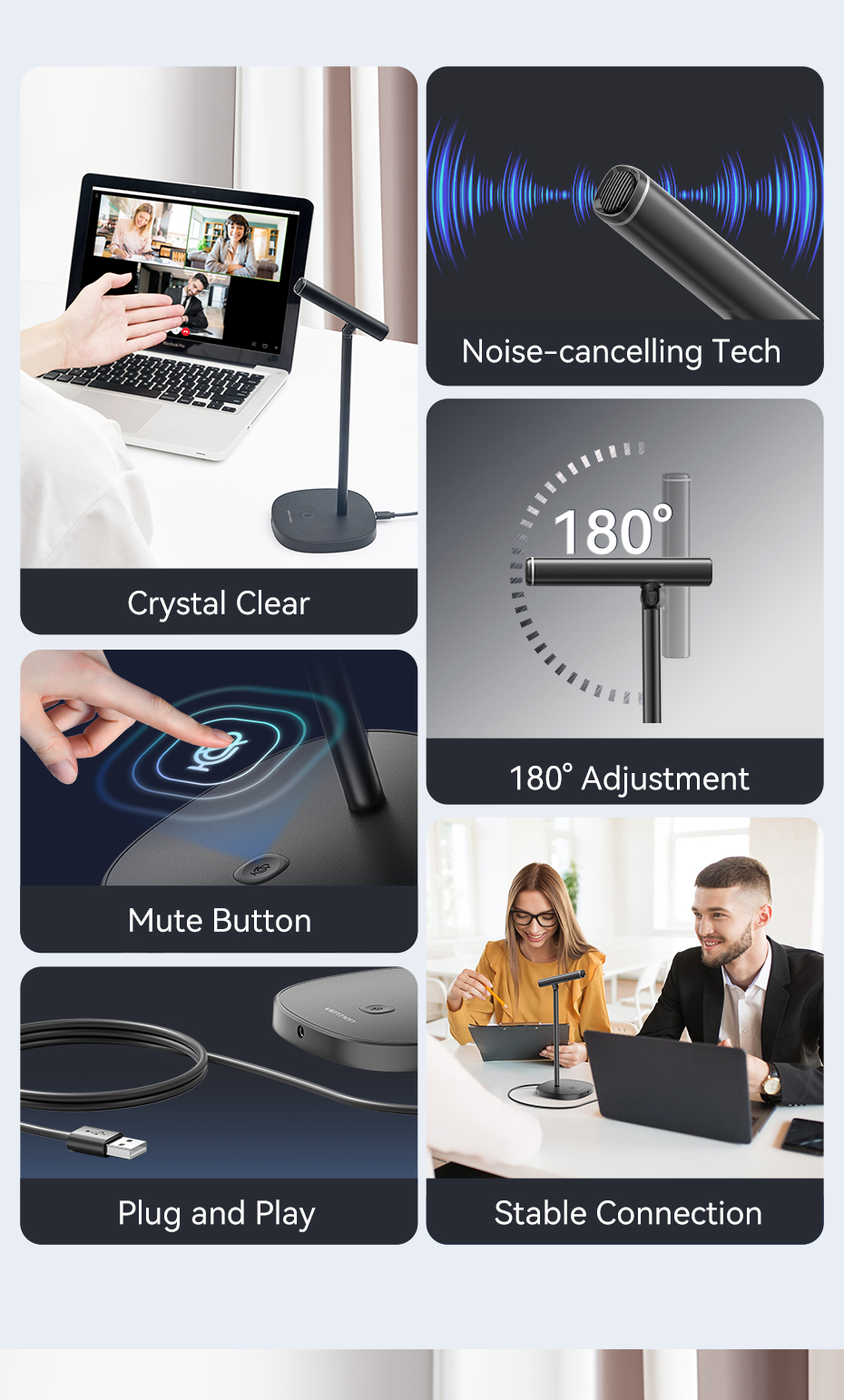 Vention USB Desktop Microphone PC Computer Mic 72dB Noise Reduction ...