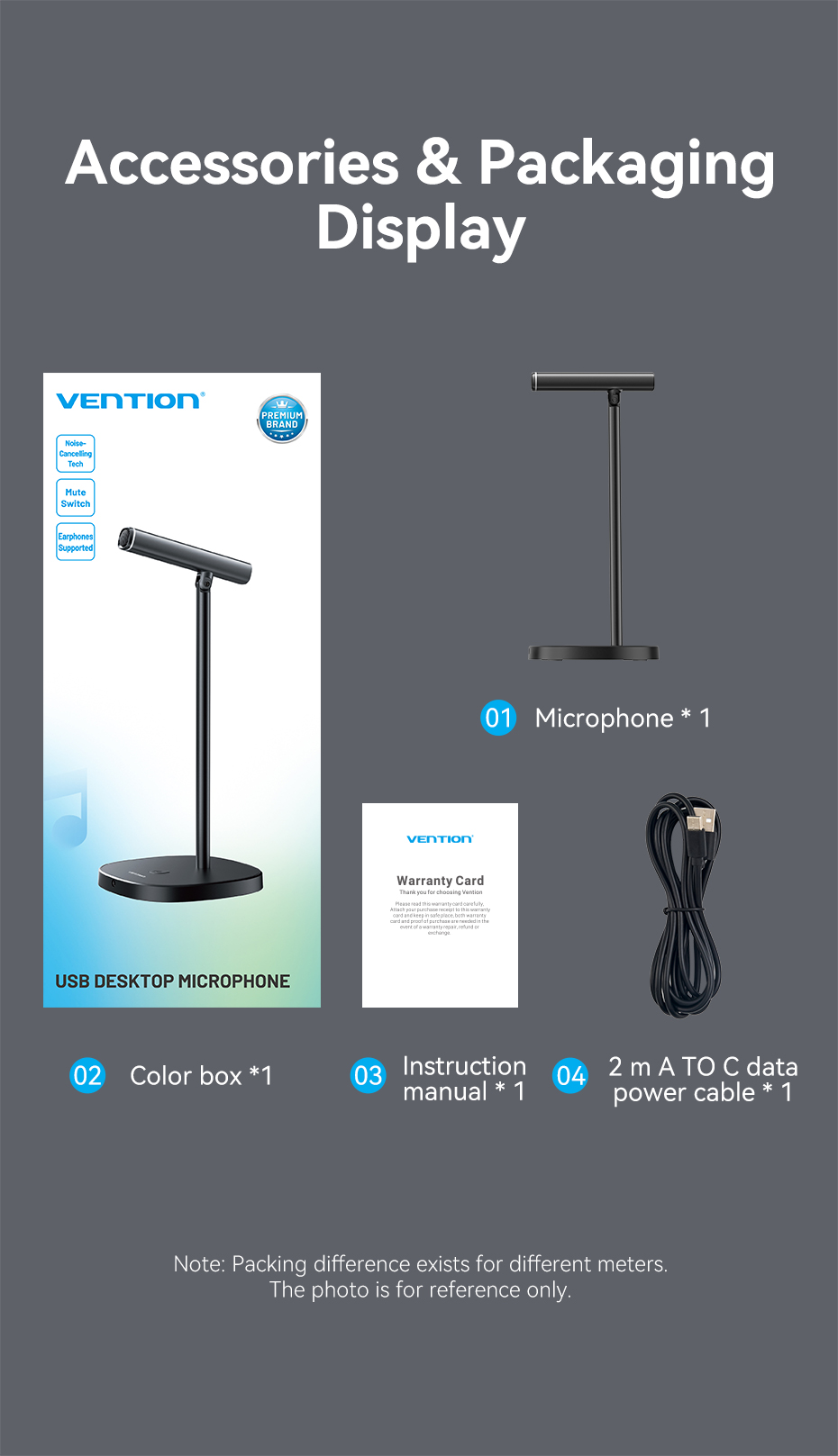 Vention USB Desktop Microphone PC Computer Mic 72dB Noise Reduction ...