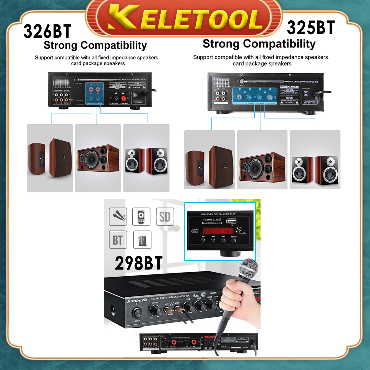 stereo amplifier audio amplifier AMP FM DVD AUX 4 Way Mic remote ...