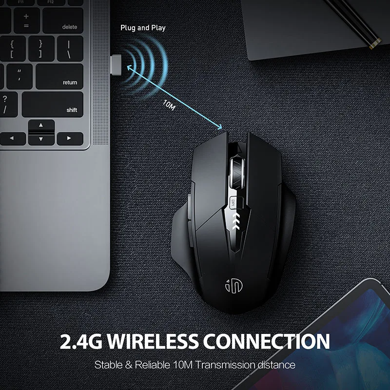 INPHIC Wireless Gaming Mouse for PC F1 II A1 2.4G 500mAh Ergonomic ...