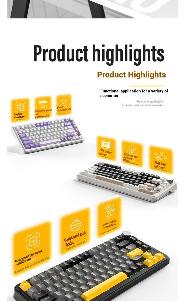 ATTACK SHARK X85 PRO Mechanical Keyboard Three-mode Wireless Bluetooth ...