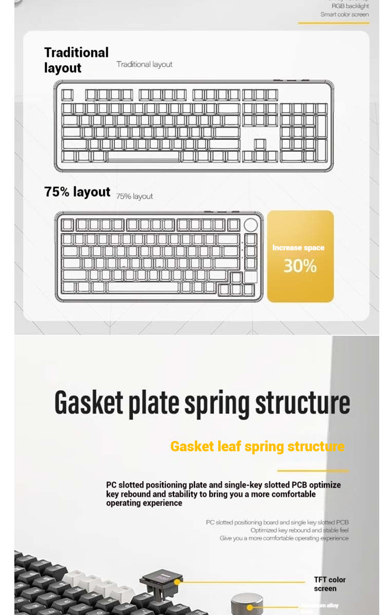 ATTACK SHARK X85 PRO Mechanical Keyboard Three-mode Wireless Bluetooth ...