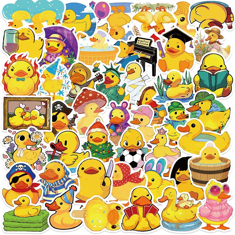 50Pcs Cute Little Yellow Duck Stickers Kawaii Animal Decals DIY Laptop ...