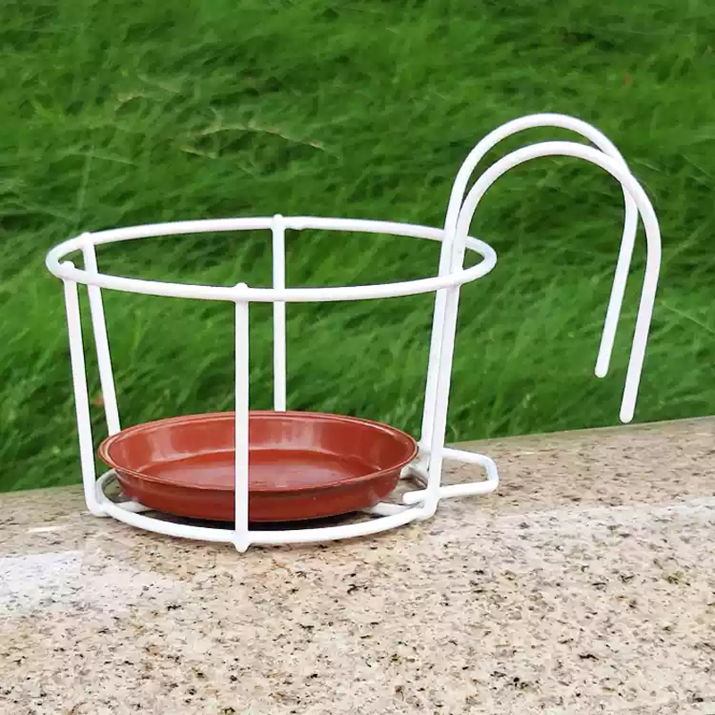 【Byshow】Balcony Wrought Iron Flower Pot Rack Wall Hanging Planter Box ...