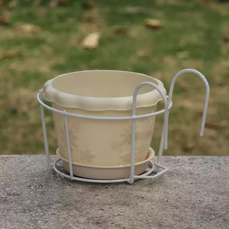 【Byshow】Balcony Wrought Iron Flower Pot Rack Wall Hanging Planter Box ...