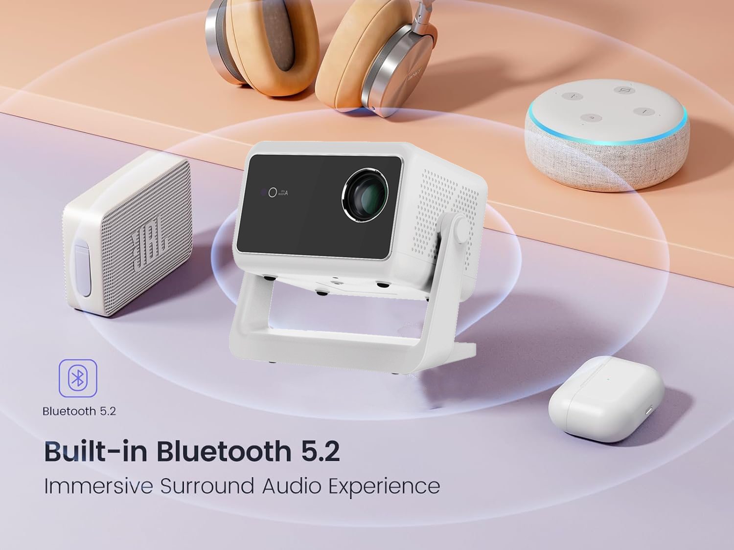 Wifi 4k Projector Full HD 1080p 8000 LM Supports Android iOS Syncing ...