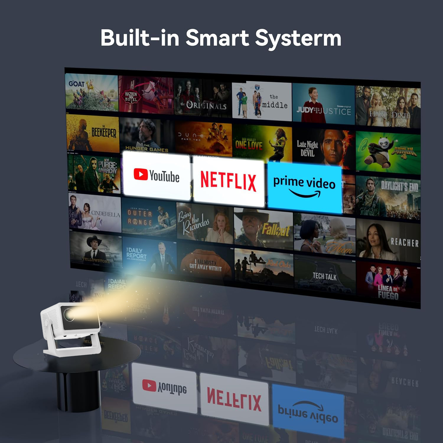 Wifi 4k Projector Full HD 1080p 8000 LM Supports Android iOS Syncing ...