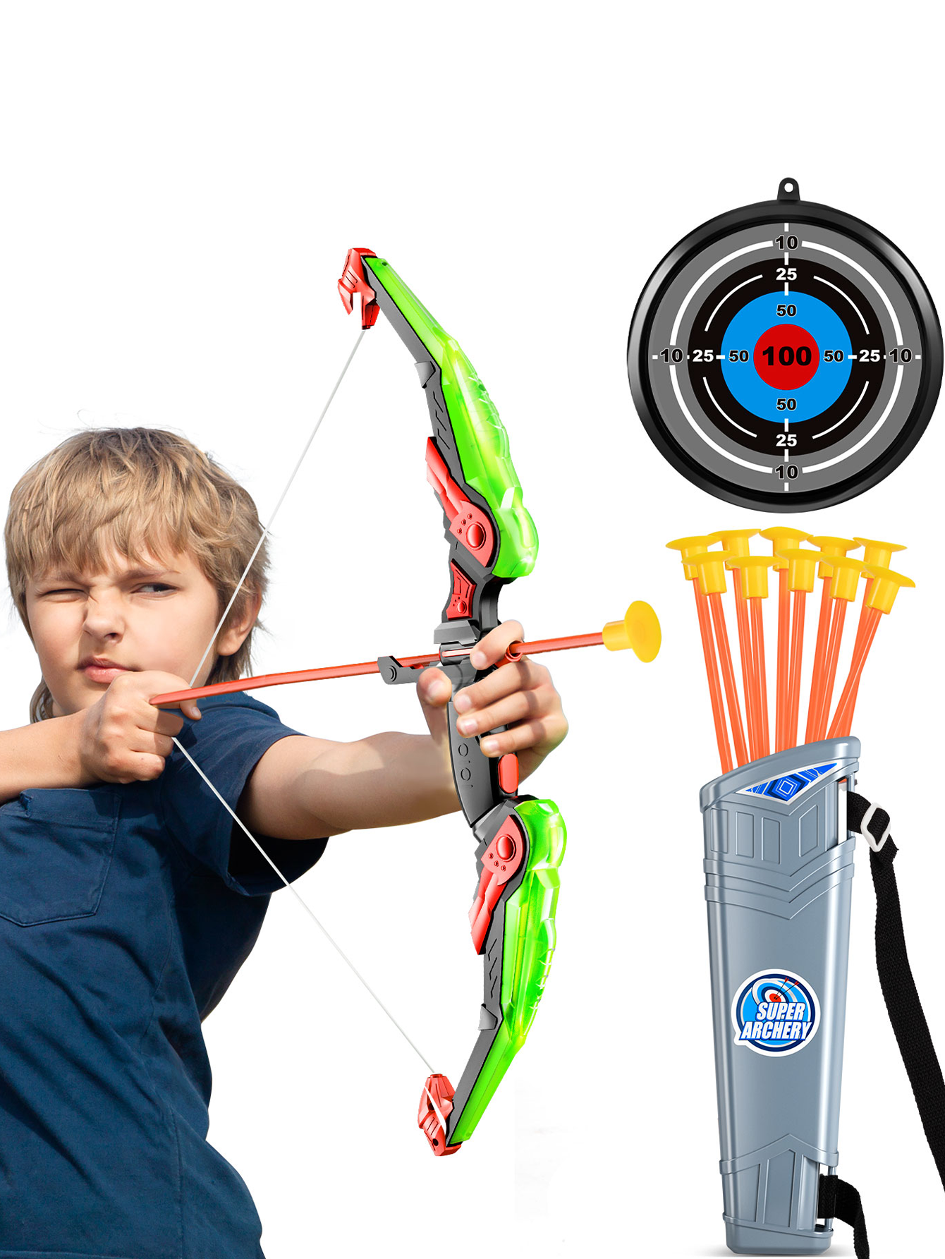 Archery Bow Toy Set With LEDLighting Shooting Toy For Kids Bow and ...