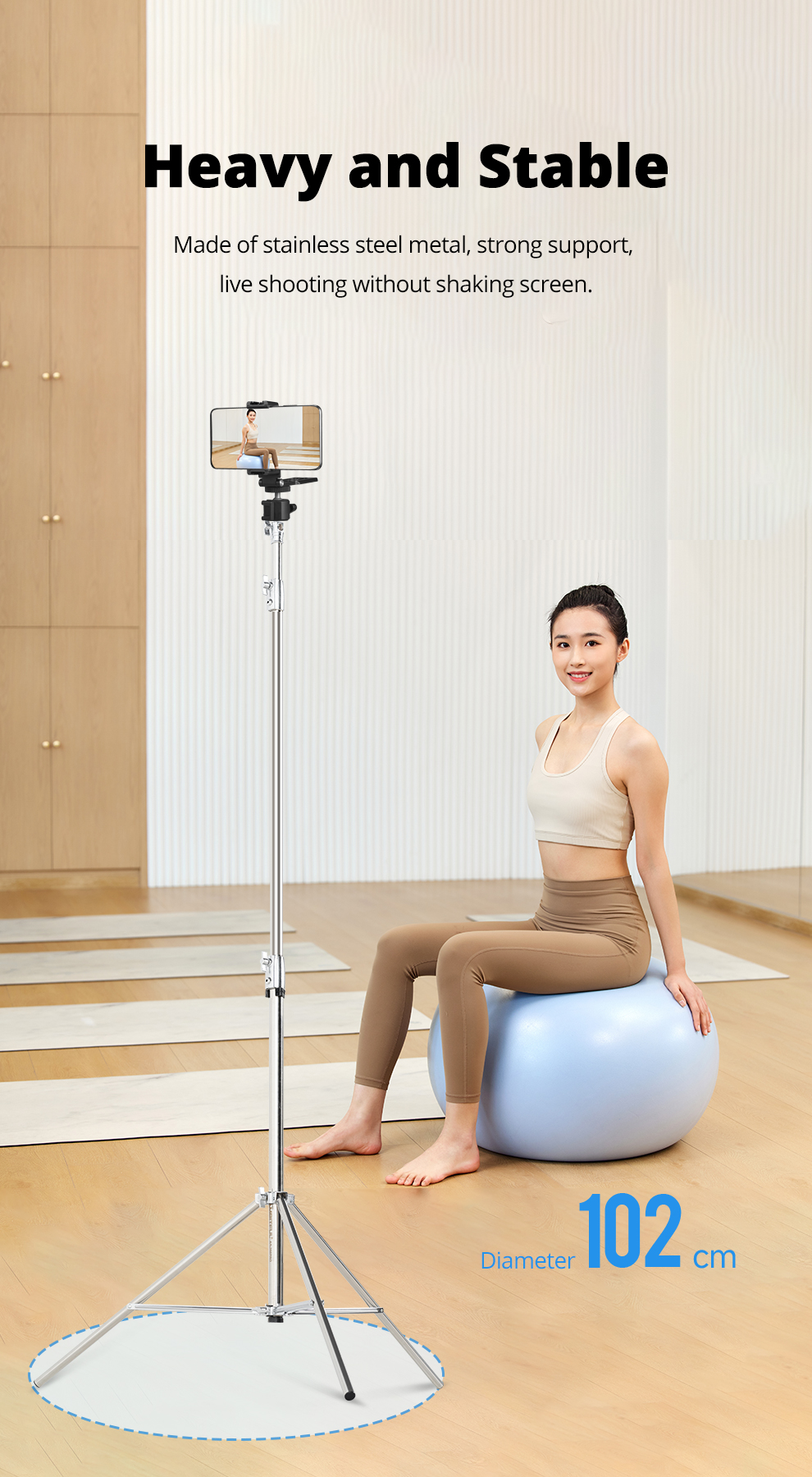 AMBITFUL AS-280 PRO Stainless Steel Air Pressure Light Stand Photo ...