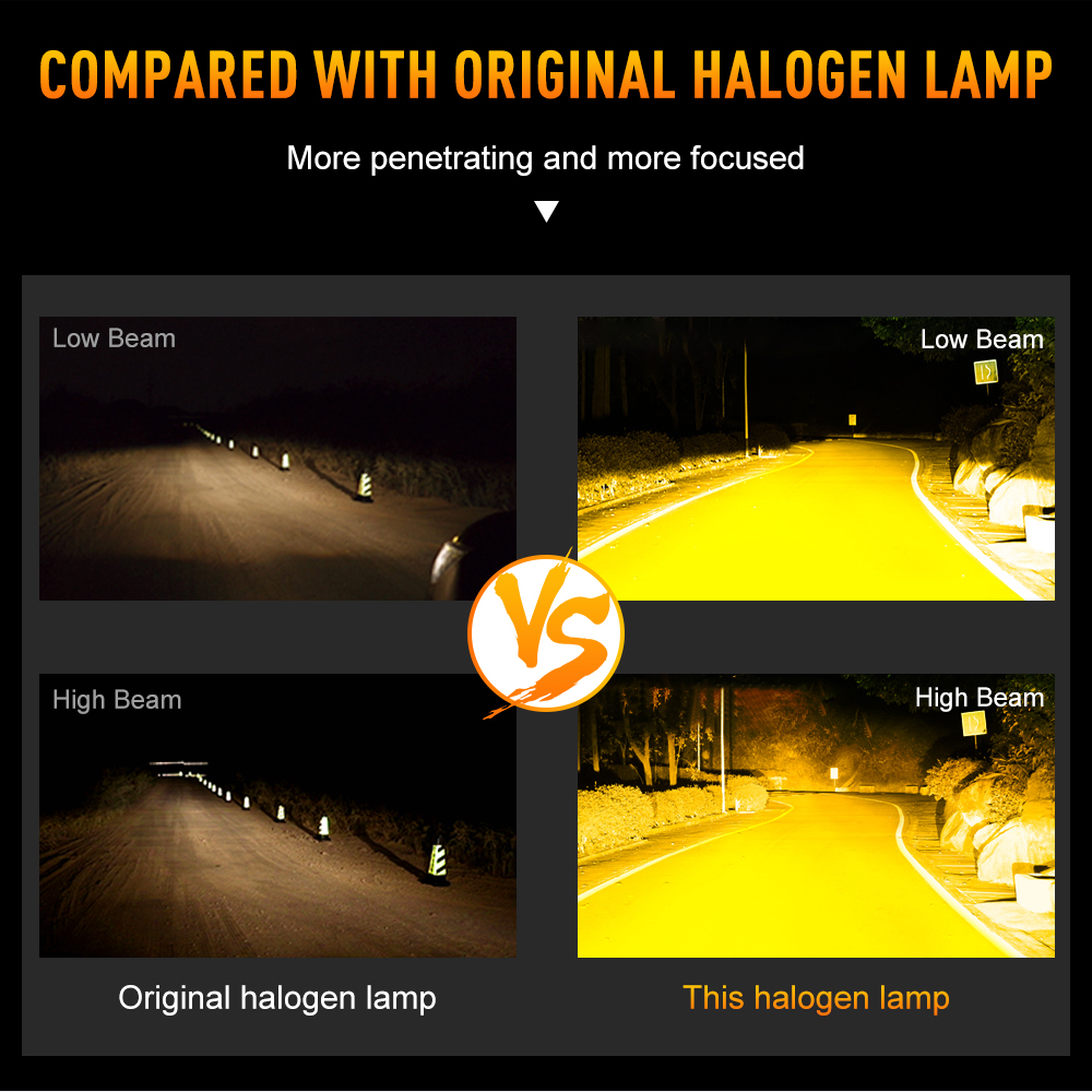 2pcs 100W Yellow Halogen Bulbs H1 H3 H4 H7 H8 H11 9005 9006 Auto Halogen Lamp Fog Lights 12V ...