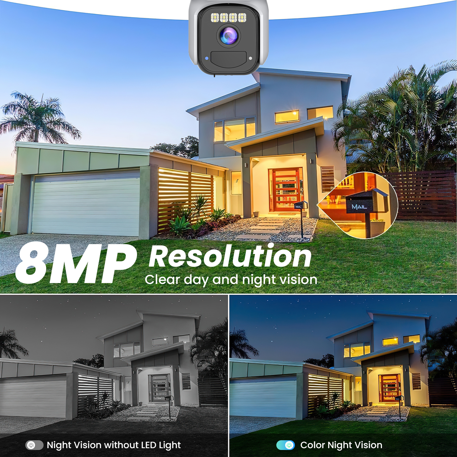 ANBIUX 8MP 4K Dual Lens CCTV Camera WIFI Solar Panel PIR Human ...