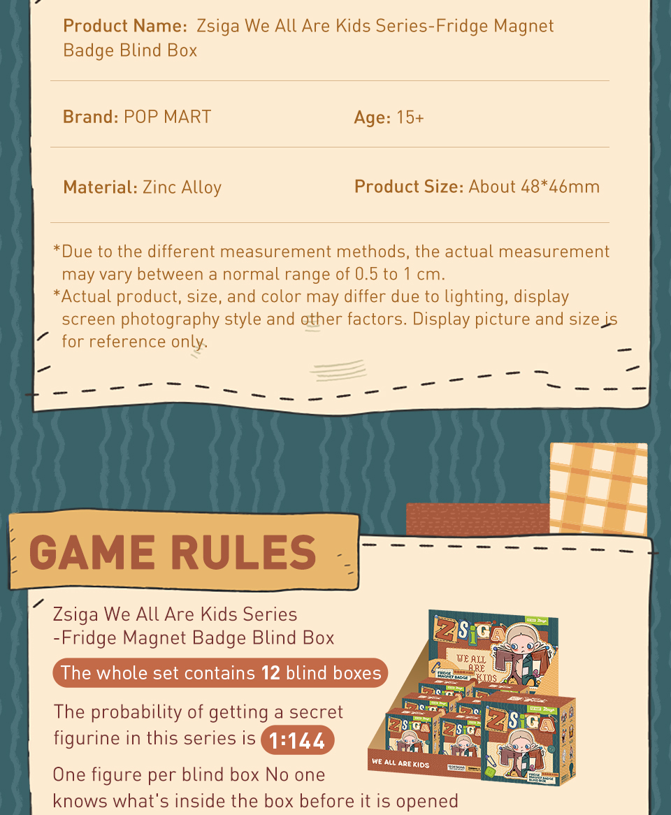 POP MART Zsiga We All Are Kids Series-Fridge Magnet Badge Blind Box ...