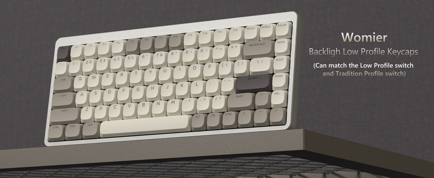 WOMIER 140 Keys Low Profile Shine Through Keycaps Double Shot RGB Key ...