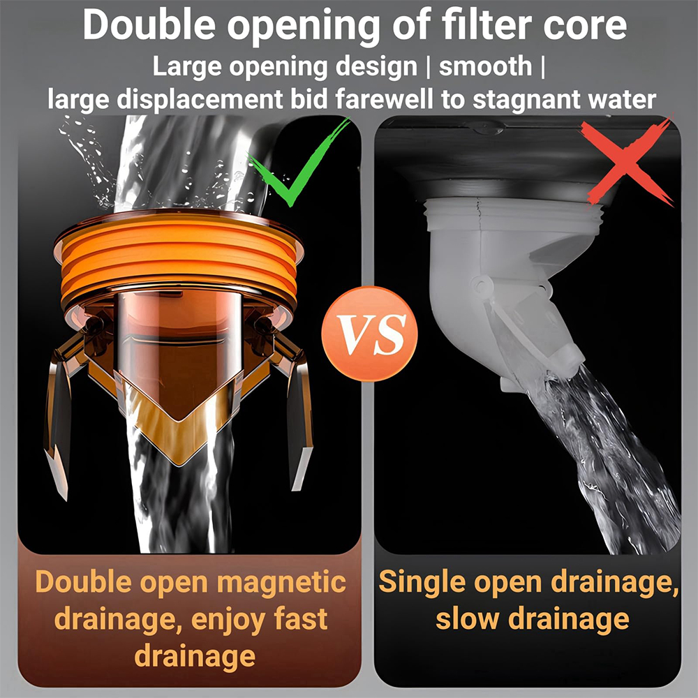Deodorant double open floor drain core filter bathroom sink plug ...