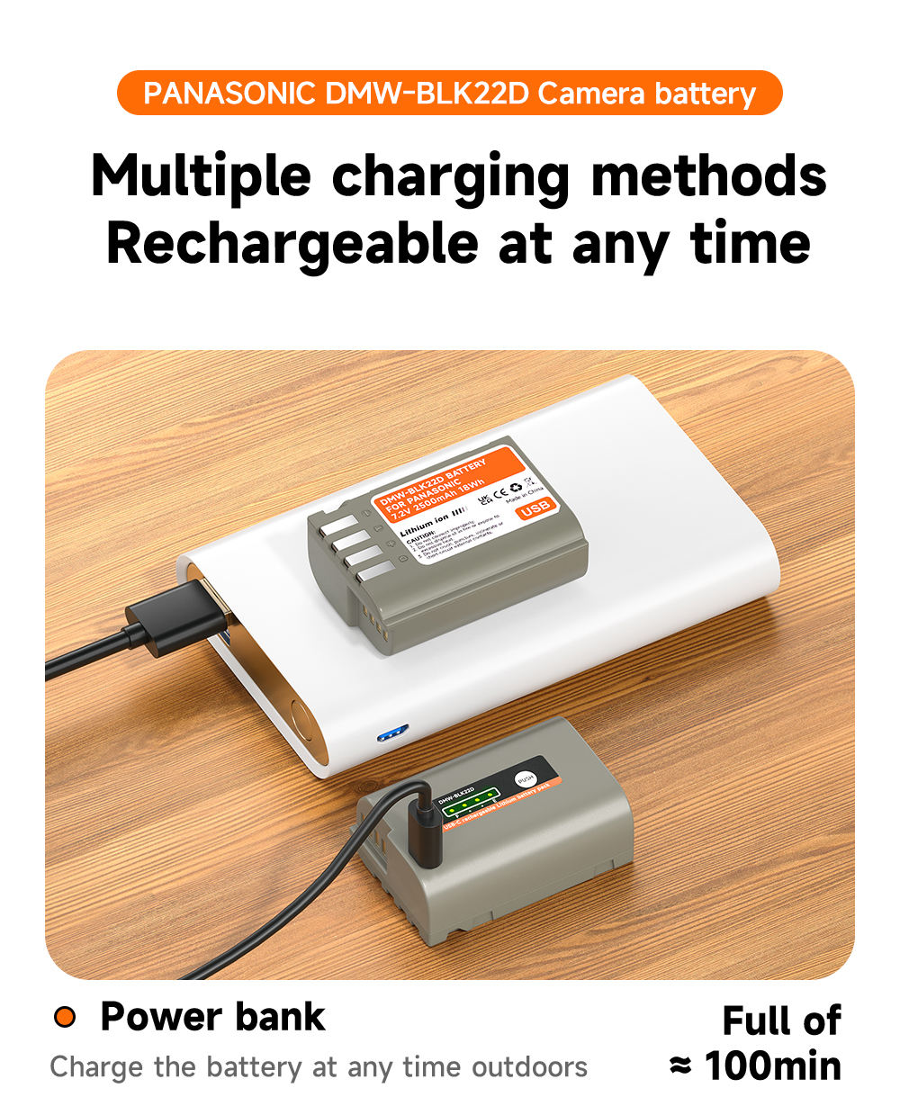 Cityork DMW-BLK22 DMW BLK22 Battery With USB Type-C interface Fast ...