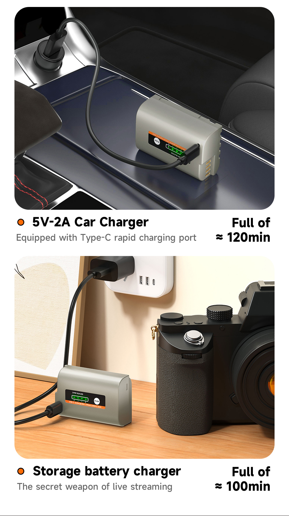 Cityork DMW-BLK22 DMW BLK22 Battery With USB Type-C interface Fast ...