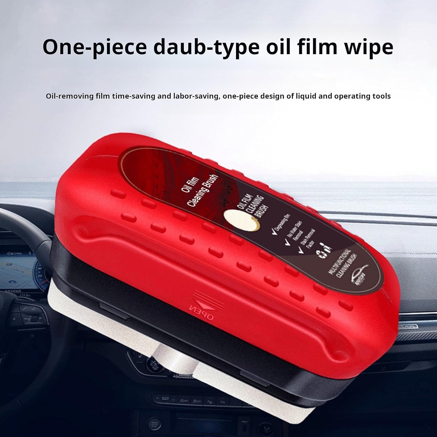 Windshield Cleaner Tool - Car Glass Oil Film Cleaner with Reusable Foam ...