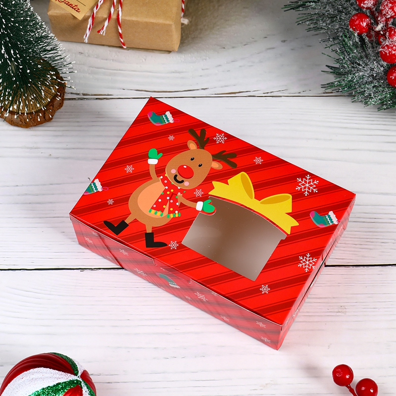 6pcs Mixed Christmas Cookie Box Santa Claus Snowman Elk Design Gift Box ...