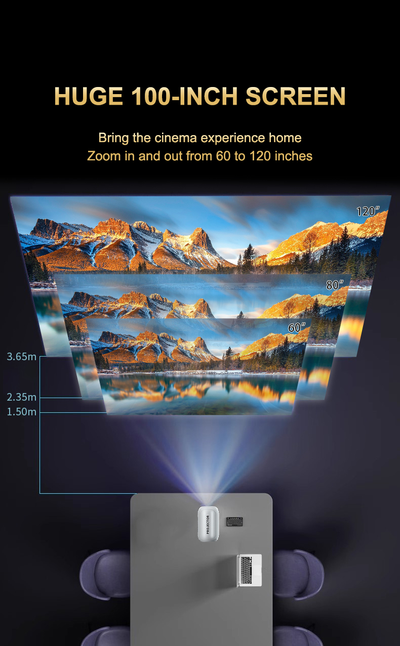 4K Projector For Phone 90 ° Flip Android 11 HDMI Lifting Type Smart ...