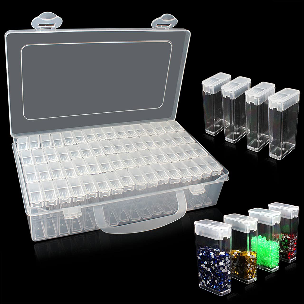 1 Piece Set 64 Grid Diamond Painting Tool Box Container Craft Storage ...