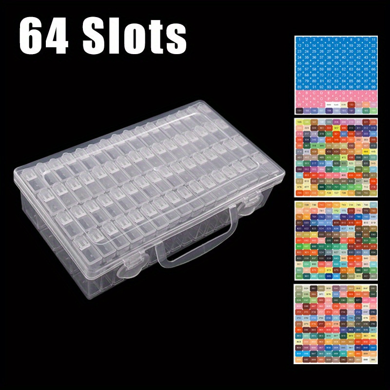 1 Piece Set 64 Grid Diamond Painting Tool Box Container Craft Storage Box with Adjustable ...