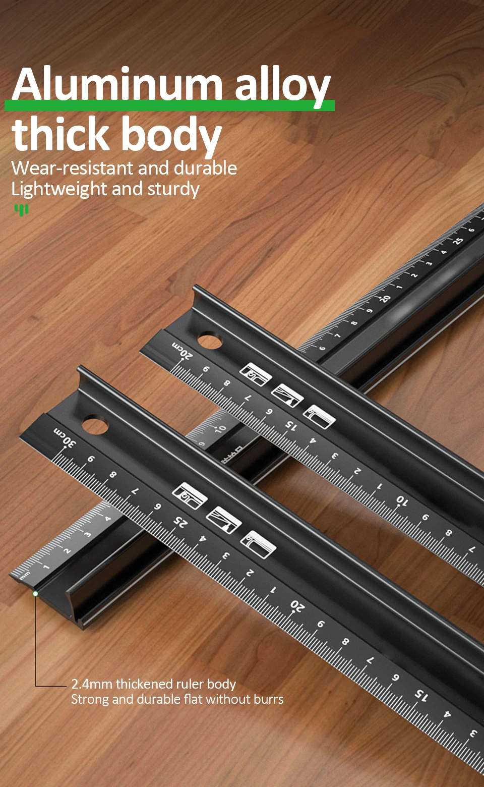 Aluminum Alloy Multifunctional Protective Ruler Anti Cutting Hand Ruler ...