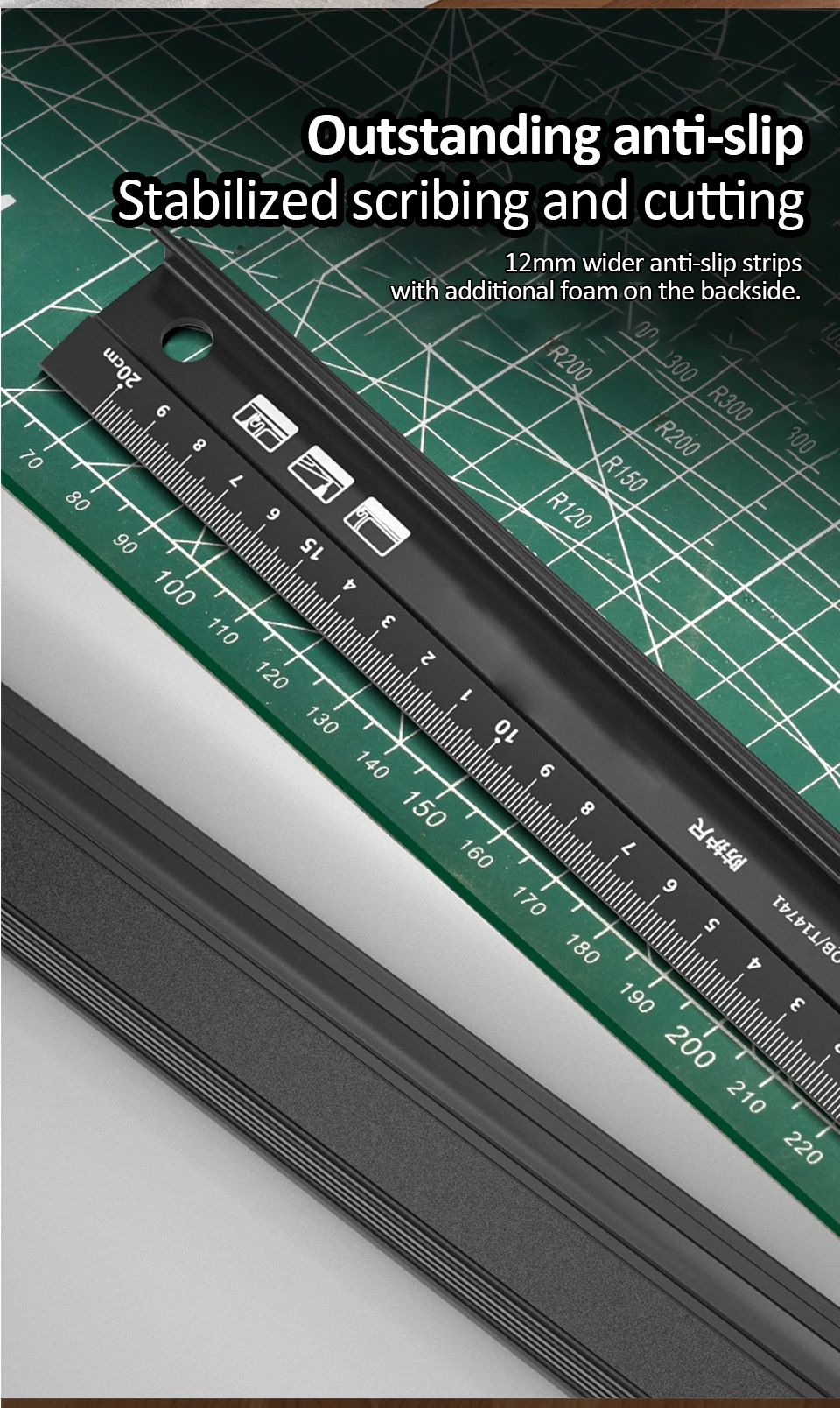 Aluminum Alloy Multifunctional Protective Ruler Anti Cutting Hand Ruler ...