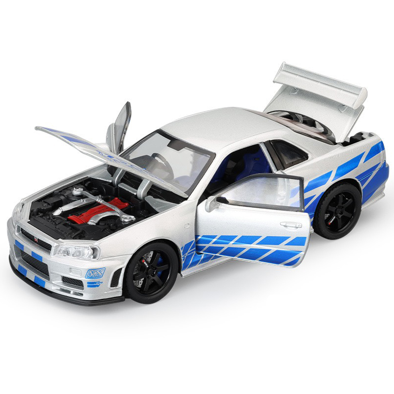 【RUM】1:32 Scale Nissan GTR R34 Alloy Car Model Light & Sound Effect ...