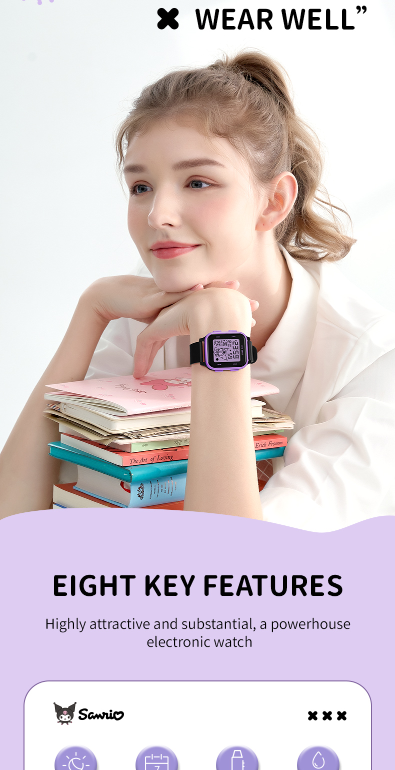 ZGO x Sanrio Kuromi Watch For Girls Students Electronic Waterproof ...