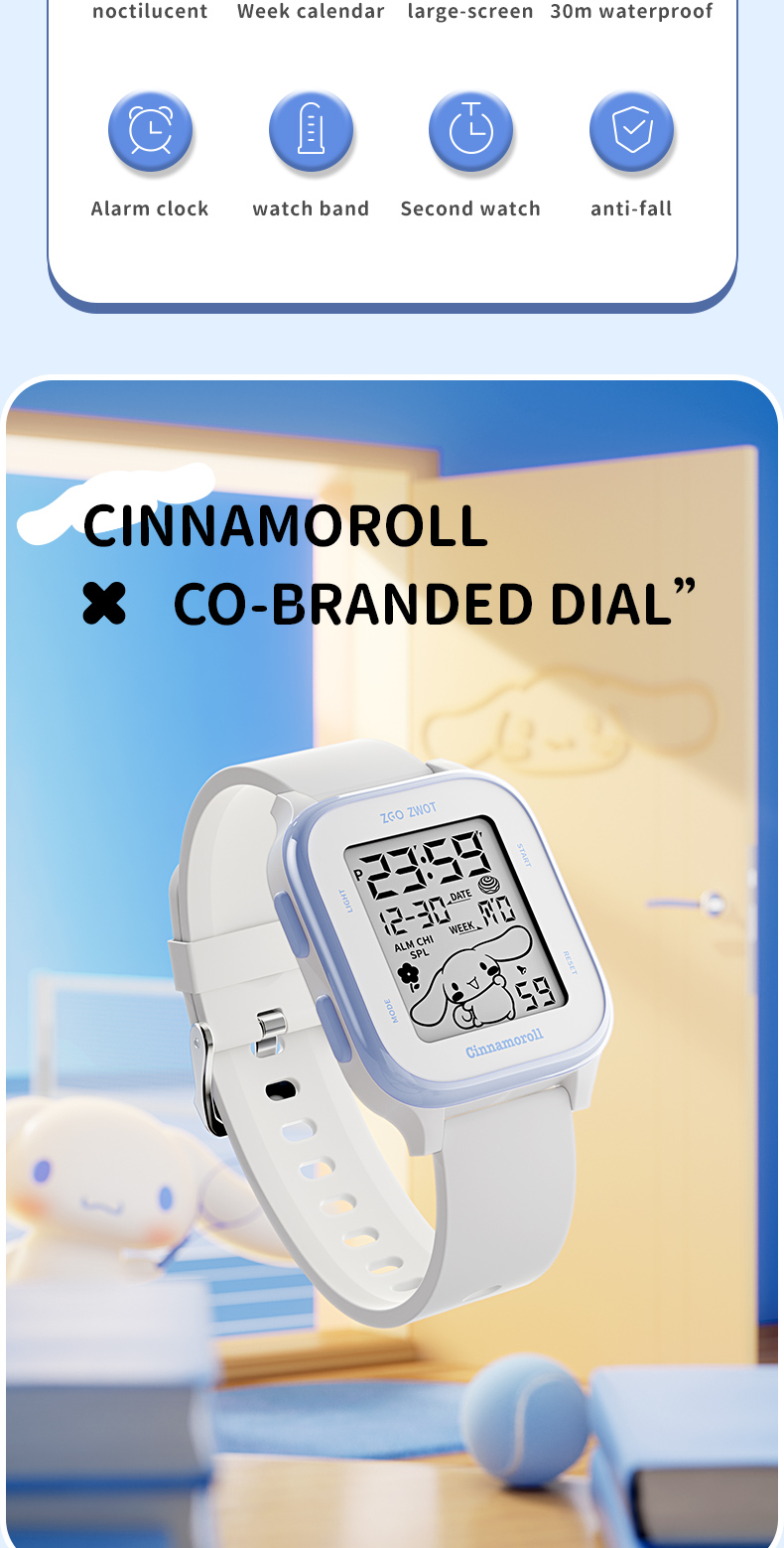 ZGO x Sanrio Cinnamoroll jam tangan Watch For Girls Students Electronic ...