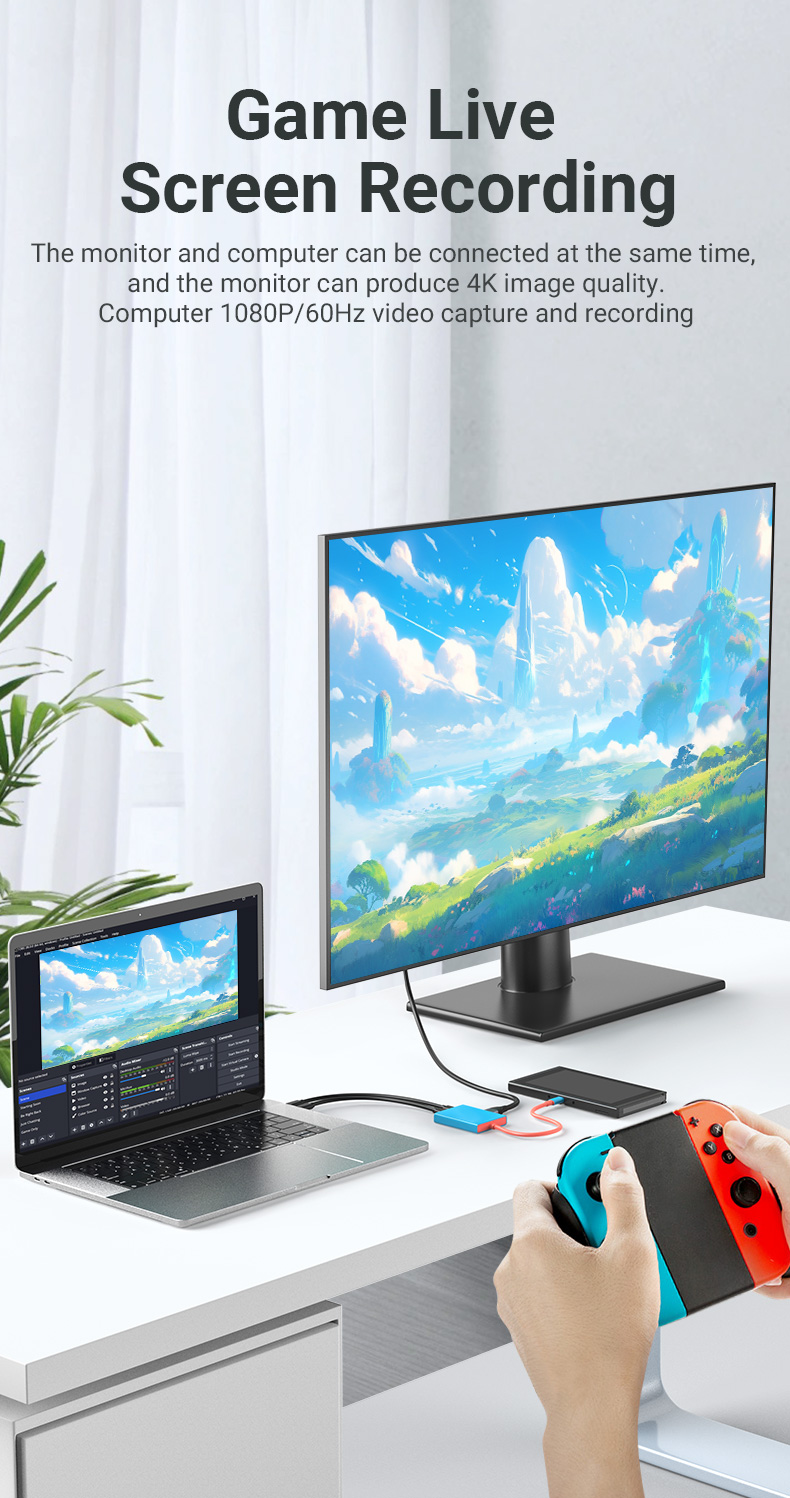 Capture Card to Stream OBS Record Compatible for Nintendo Switch Laptop ...