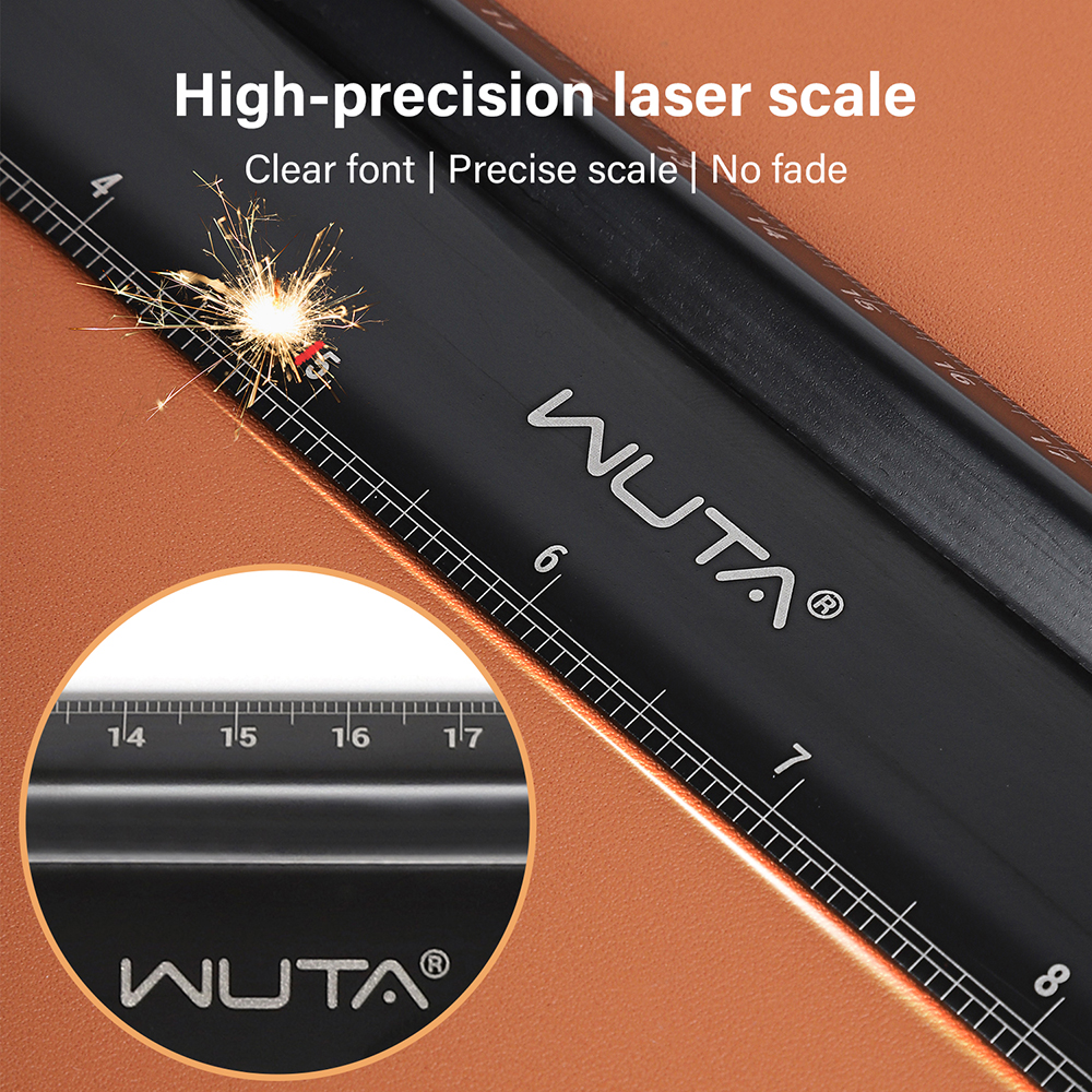 WUTA Leather Cutting Ruler Safety Rulers Titanium Plated Stainless ...