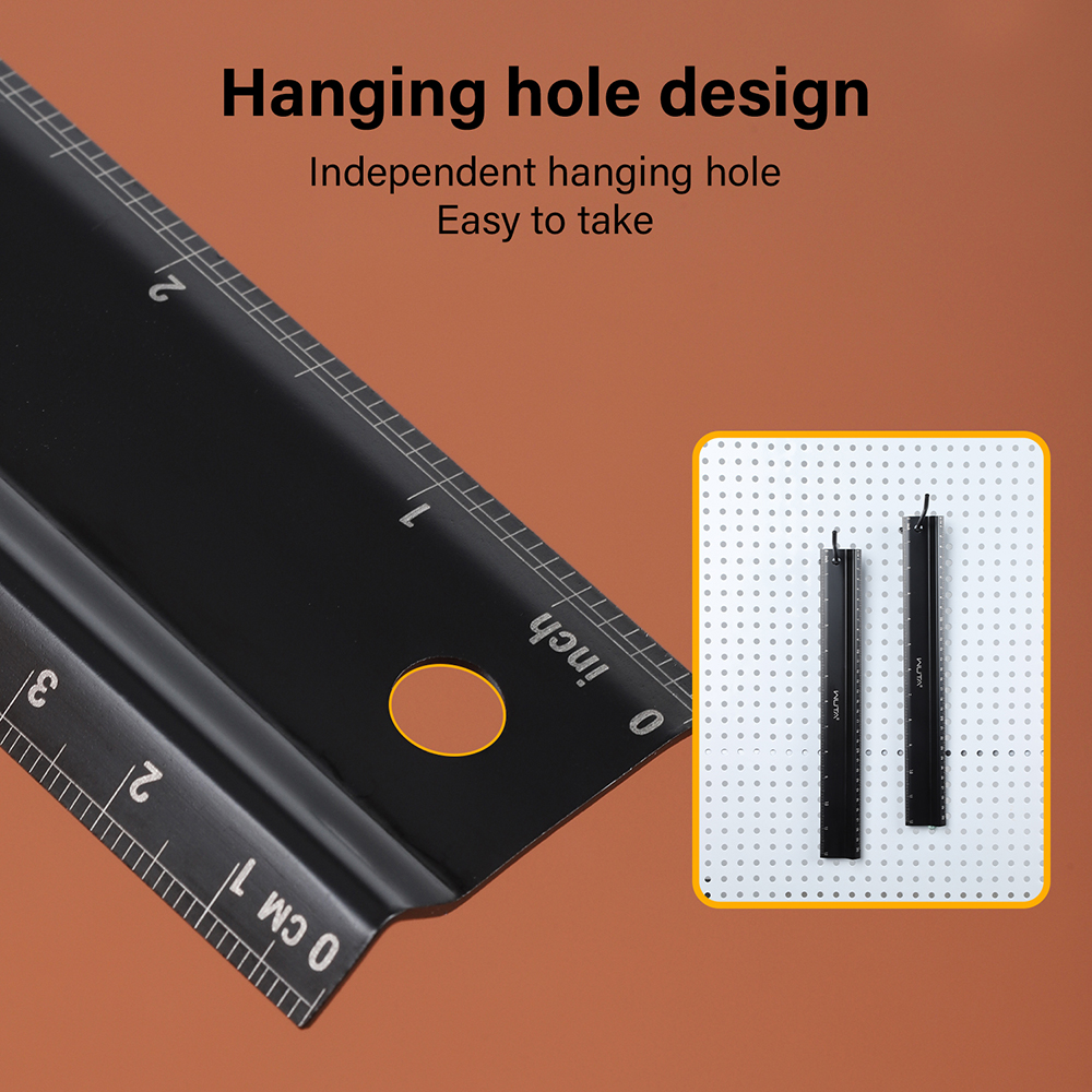 WUTA Leather Cutting Ruler Safety Rulers Titanium Plated Stainless ...