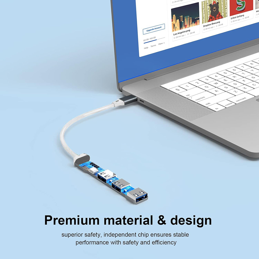 4 in 1 iPh Hub Adapter,with 1 USB 3.0,2 USB 2.0 and Fast Charging Port ...