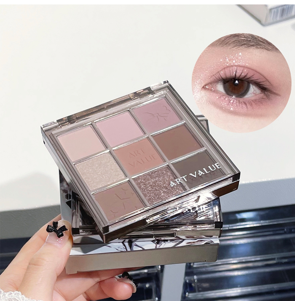 9 Color Eyeshadow Palette Purple Brown Eye Makeup Matte Pearl ...