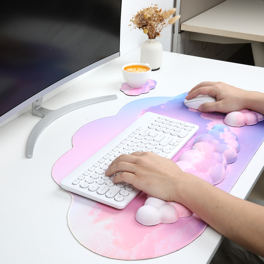 4PCS Cloud Mouse Pad and Keyboard Wrist Rest,Extended Large Desk Mat ...