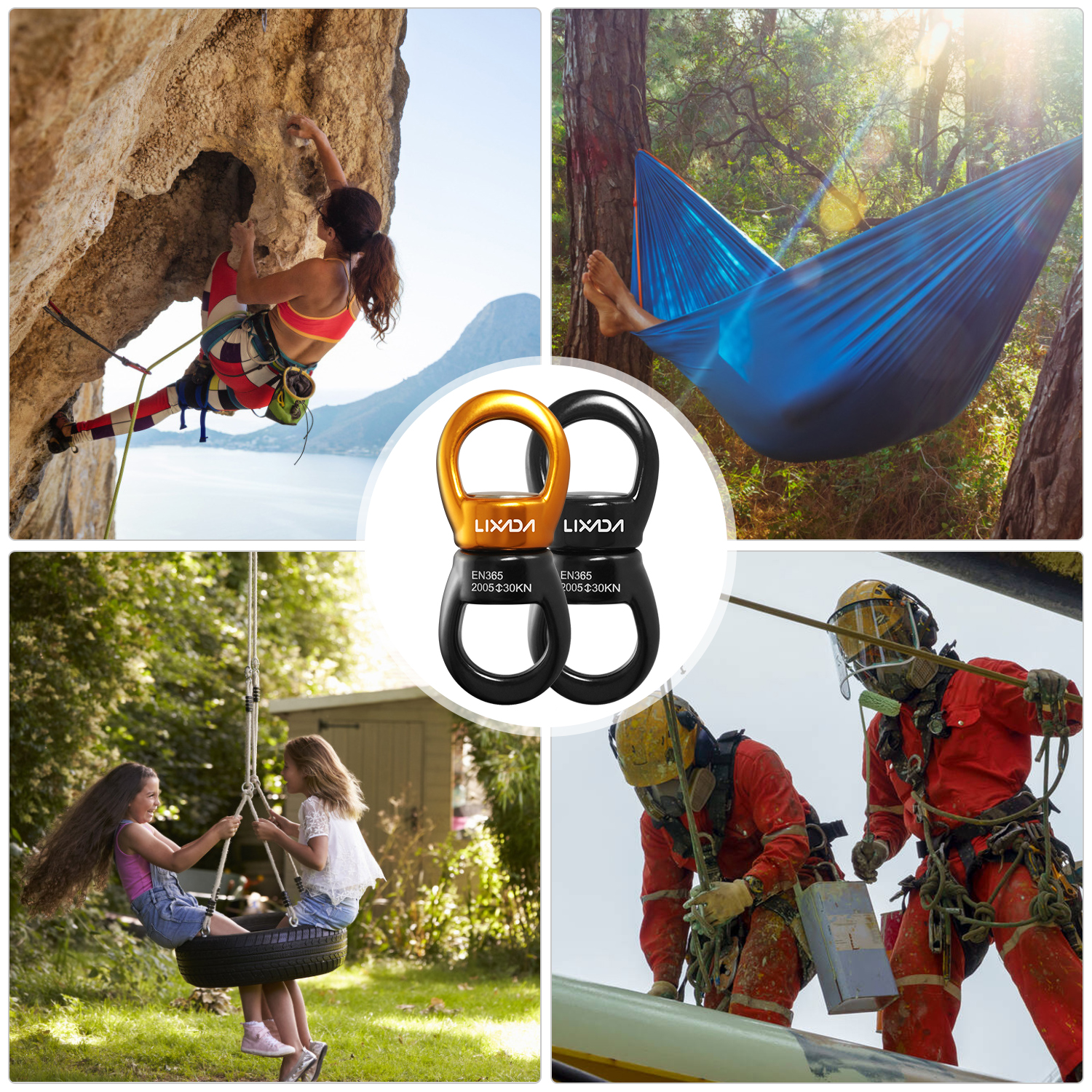 Lixada Swing Swivel 30kN Safest Rotational Device Swing Spinner ...