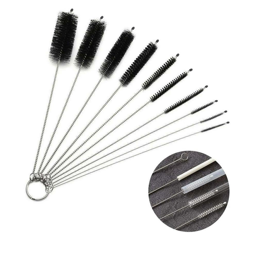 10-Piece Straw Cleaning Brush Set - Long Tube Cleaners for Straws ...