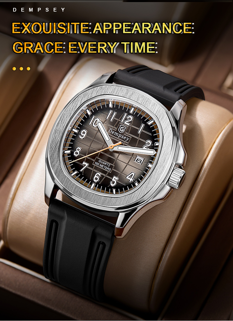 DEMPSEY Automatic Mechanical Watch for Men Original Waterproof Silver ...