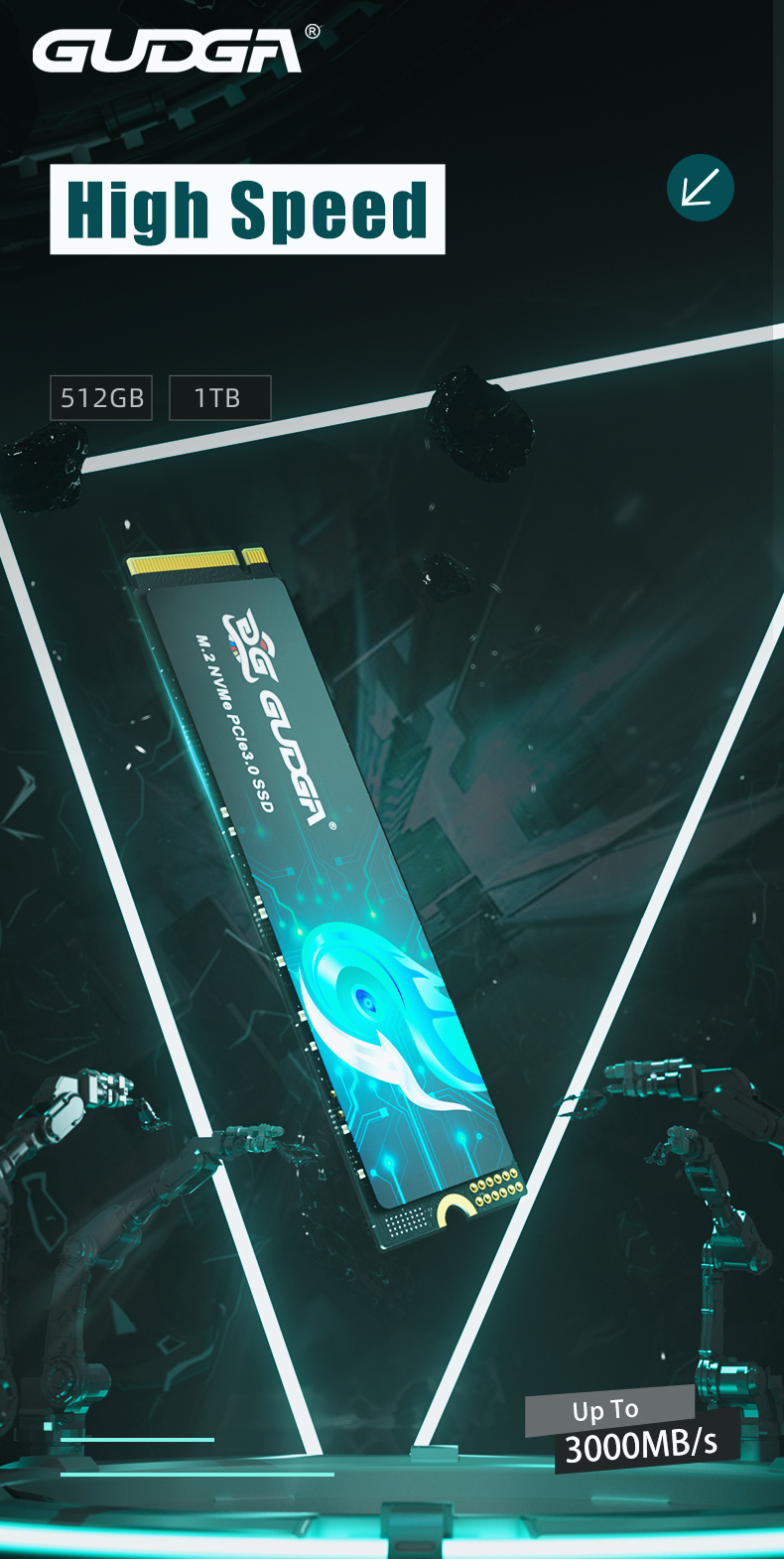 GUDGA SSD M.2 NVME Gen3.0*4 128GB 256GB 512GB 1TB 2280 Solid State Drive M2 Hard Drive SSD Hard ...